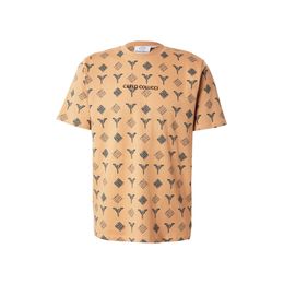 Carlo Colucci T-Shirt 'Falchi' Herren Gr&ouml;&szlig;e S camel / marine / schwarz