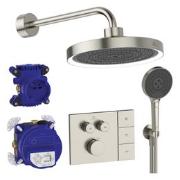 Ideal Standard Set Ceratherm Navigo® UP-Brausethermostat mit Easy-Box, Solos 3-Funktions-Kopf- und Handbrause, LED-Leuchtring