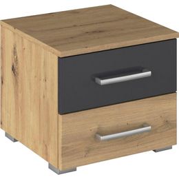 Nachtkommode Rauch "Nachttisch Nachtkonsole Beistelltisch Kommode Sideboard BURANO", grau (eiche artisan, graumetallic), B:40cm H:36cm T:40cm, Holzwerkstoff, Sideboards, mit farblich abgesetzter Schublade MADE IN GERMANY