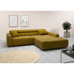 Ecksofa 3C CANDY "Denver auch mit Cord- und Easy care-Bezug, Kopfteilverstellung L-Form", gr&uuml;n (pistachio), B:258cm H:68cm T:217cm, 95% Polyester, 5% Nylon, Sofas, Ecksofa, wahlweise. mit motorischer Sitztiefenverstellung
