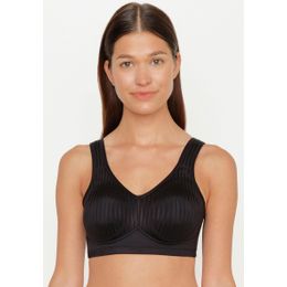 B&uuml;gelloser BH SuSa "Cremona", Damen, Gr. 75, Cup G, schwarz, Obermaterial: 65% Polyamid, 28% Elasthan, 7% Polyester, gestreift, bequem, BHs, St&uuml;tzfunktion, vorgeformte Cups, Streifenoptik vorn