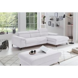 Ecksofa COTTA "Kitty L-Form, B: 242 cm", wei&szlig;, B:244cm H:72cm T:166cm, Microfaser (100% Polyester);Flachgewebe (100% Polyester), Sofas, Ecksofa, mit Kopfteilverstellung, optional Bettfunktion & Bettkasten