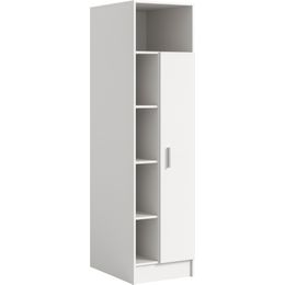 Mehrzweckschrank Welltime "FALAS, TOPSELLER, Höhe 195cm, 1 Tür, 1 Kleiderstange, 5 offene Fächer", weiß nb, B:50cm H:195cm T:68cm, Spanplatte, Schränke, Universalschrank, Wäscheschrank, Badezimmer, Hauswirtschaftsschrank