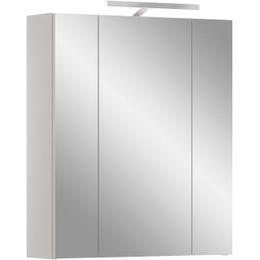 Spiegelschrank Inosign, weiß nb, weiß hochglanz tiefzieh, B:60cm H:70cm T:18cm, MDF, Spanplatte, Schränke, Florenz, Spiegelschrank inkl. Beleuchtung, 3-Türig