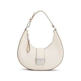 Tommy Jeans Damen Schultertasche "TJW CRUSH SHOULDER BAG"creme, Lederimitat, Taschen, Damen Hobo, Umhängetasche, Tragetasche mit Logo-Schmuckelement