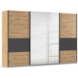 Schwebetürenschrank Rauch "Kleiderschrank Schrank Garderobe CORTONA", grau (eiche artisan, graumetallic), B:315cm H:210cm T:62cm, Holzwerkstoff, Schränke, inkl. Inneneinteilung, 2 Stoffboxen und zusätzlichen Einlegeböden