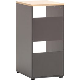 Wäscheschrank Schildmeyer "Solea, Breite 45 cm", schwarz (anthrazit, eichehellfarben), B:45,1cm H:95,8cm T:60cm, FSC-zertifizierter Holzwerkstoff, Schränke, Zwei Wäscheschächte, Wechselbarer Türanschlag