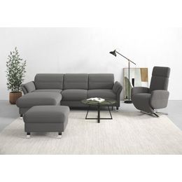 Sit & More Ecksofa SIT & MORE "Grenoble L-Form mit Federkern", grau, B:251cm H:85cm T:161cm, Sofas, Ecksofa, wahlweise mit Bettfunktion, Bettkasten, Arm- und Kopfteilverstellung