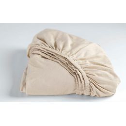 Spannbettlaken Cinderella "Jersey", beige (heller sand), B:120cm L:200cm, Jersey, Obermaterial: 100% Baumwolle, Bettlaken, Spannbettlaken, b&uuml;gel- und kn&ouml;tchenfrei, bis 25 cm H&ouml;he