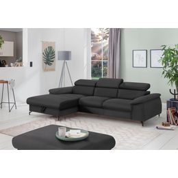 Ecksofa COTTA "Kitty L-Form, B: 242 cm", schwarz, B:244cm H:72cm T:166cm, Microfaser (100% Polyester);Flachgewebe (100% Polyester), Sofas, Ecksofa, mit Kopfteilverstellung, optional Bettfunktion & Bettkasten