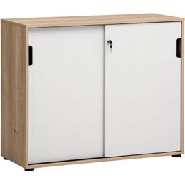 Schiebet&uuml;renschrank Schildmeyer "Emmik, Breite 100,1 cm, T&uuml;ren abschlie&szlig;bar", wei&szlig; (wei&szlig; eiche, wei&szlig;), B:100,1cm H:83,6cm T:41cm, FSC-zertifizierter Holzwerkstoff, Schr&auml;nke, Schiebet&uuml;renschrank, Made in Germany
