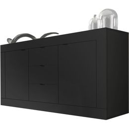 Sideboard Inosign "Basic", schwarz (schwarz matt melamin), B:160cm H:86cm T:43cm, Sideboards, Breite 160 cm, 2 Türen 3 Schubkästen