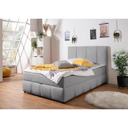 Boxbett Inosign "Hartley inkl. Bettkasten und Topper, auch in Überlänge erhältlich", grau, B:132cm L:210cm, Komplettbetten, wahlweise mit Bonnell- oder TTFK-Matratze in H2, H3 o. H4 erhältlich, Topseller