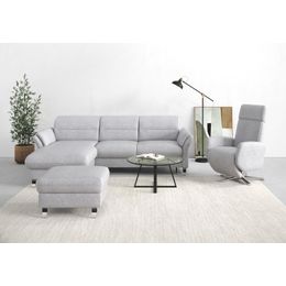 Sit & More Ecksofa SIT & MORE "Grenoble L-Form mit Federkern", silber, B:251cm H:85cm T:161cm, Sofas, Ecksofa, wahlweise mit Bettfunktion, Bettkasten, Arm- und Kopfteilverstellung