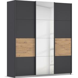 Schwebetürenschrank Rauch "Kleiderschrank Schrank Garderobe CORTONA", grau (graumetallic, eiche artisan), B:203cm H:229cm T:62cm, Holzwerkstoff, Schränke, inkl. Inneneinteilung, 2 Stoffboxen und zusätzlichen Einlegeböden