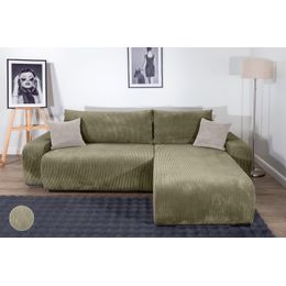 Ecksofa Collection AB, B:237cm H:41cm T:169cmolive, 100%Polyester, Wohnzimmer, Sofas, "Pia, L-Form, Breite 237 cm, mit Schlaffunktion"