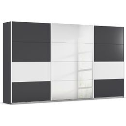 Schwebetürenschrank Rauch "Kleiderschrank Schrank Garderobe CORTONA", grau (graumetallic, alpinweiß), B:360cm H:210cm T:62cm, Holzwerkstoff, Schränke, inkl. Inneneinteilung, 2 Stoffboxen und zusätzlichen Einlegeböden