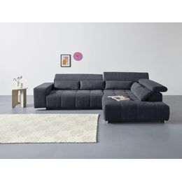 Ecksofa COTTA "Orion L-Form", schwarz, B:310cm H:70cm T:225cm, 90% Polyester, 10% Polyamid, Sofas, Ecksofa, mit Kopfteilverstellung & 5 Nierenkissen