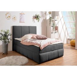 Boxbett Inosign "Hartley inkl. Bettkasten und Topper, auch in Überlänge erhältlich", grau (anthrazit), B:102cm L:210cm, Komplettbetten, wahlweise mit Bonnell- oder TTFK-Matratze in H2, H3 o. H4 erhältlich, Topseller