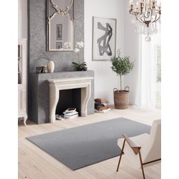 Teppich "MELLOW, Made in Belgium", grau, B:60cm H:19mm L:115cm, Polyester, PRIMAFLOR-IDEEN IN TEXTIL, Teppiche, Teppich, Uni Farben, weicher Flor, waschbar