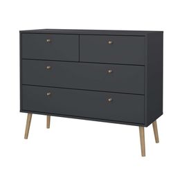Kommode Andas "Bodo, Aufbewahrung, Schubladenschrank, Stauraum, modern, Breite 99 cm", grau (matt grau), B:98,7cm H:64,8cm T:39,1cm, Spanplatte, Sideboards, Kommode, 4 Schubladen, Wei&szlig; oder Schwarz, Beine und Griffe aus Echtholz