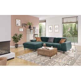 Ecksofa COTTA "Komaris L-Form, B: 244 cm", gr&uuml;n (hunter), B:244cm H:72cm T:166cm, 88% POLYESTER (PES) 12% POLYAMID (PA), Sofas, Ecksofa, mit Kopfteilverstellung, optional Bettfunktion, Bettkasten & Licht, Topseller