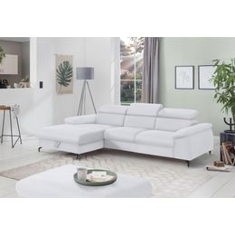 Ecksofa COTTA "Kitty L-Form, B: 242 cm", wei&szlig;, B:244cm H:72cm T:166cm, Microfaser (100% Polyester);Flachgewebe (100% Polyester), Sofas, Ecksofa, mit Kopfteilverstellung, optional Bettfunktion & Bettkasten