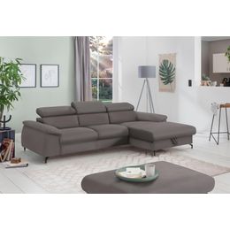 Ecksofa COTTA "Kitty L-Form, B: 242 cm", grau (elephant), B:244cm H:72cm T:166cm, Microfaser (100% Polyester);Flachgewebe (100% Polyester), Sofas, Ecksofa, mit Kopfteilverstellung, optional Bettfunktion & Bettkasten