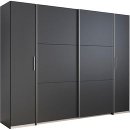 Schwebetürenschrank Rauch "Kleiderschrank Drehtürenschrank Schrank Garderobe KRONACH TOPSELLER", grau (graumetallic, griffleisten alu), B:268cm H:210cm T:59cm, Holzwerkstoff, Schränke, Schwebetürenschrank, mit Dreh- und Schwebetüren und vielen Einlegeböden MADE IN GERMANY