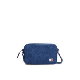 Mini Bag Tommy Jeans "TJW COOL DENIM CAMERA BAG", Damen, Gr. B/H/T: 20,5cm x 12,5cm x 6cm, blau (jeansblau), Lederimitat, Textil, Taschen, Damen Schultertasche, Minibag, Umhängetasche mit Logoflagge