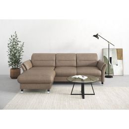 Sit & More Ecksofa SIT & MORE "Grenoble L-Form mit Federkern", grau (taupe), B:251cm H:85cm T:161cm, Sofas, Ecksofa, wahlweise mit Bettfunktion, Bettkasten, Arm- und Kopfteilverstellung