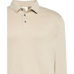 Langarm-Poloshirt Calvin Klein "LS SUPIMA COTTON SOLID POLO", Herren, Gr. L, ancient marble, Single Jersey, Obermaterial: 100% Baumwolle, unifarben, regular fit hüftlang, Rundhals, eingesetzt abgesteppte Kante, Shirts