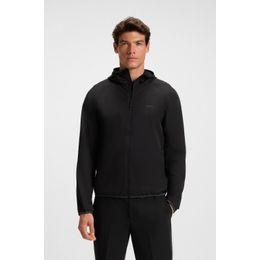 Funktionsjacke BOSS Green "L Commuter", Herren, Gr. L, schwarz (schwarz001), Web, Obermaterial: 95% Polyester, 5% Elasthan, unifarben, regular fit, hoch geschlossener Ausschnitt, Raglan&auml;rmel Umschlagbund kontrastfarben, Jacken Funktionsjacke, wasserabweisend Funktionsjacke mit gummiertem Label 4 Wege Stretch