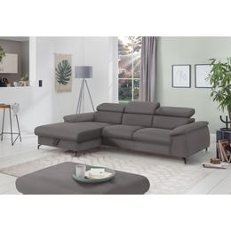 Ecksofa COTTA "Kitty L-Form, B: 242 cm", grau (elephant), B:244cm H:72cm T:166cm, Microfaser (100% Polyester);Flachgewebe (100% Polyester), Sofas, Ecksofa, mit Kopfteilverstellung, optional Bettfunktion & Bettkasten