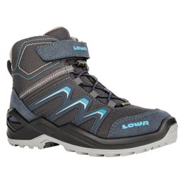Winterstiefel Lowa "MADDOX WARM GORE-TEX MID JR", Jungen, Gr. 38, blau (stahlblau), Synthetik, Textil, Schuhe, Winterschuhe, Winterboots, wasserdicht, gefüttert, mit Klettverschluss