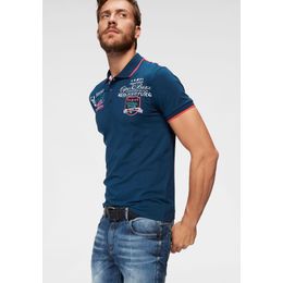 Cipo & Baxx Poloshirt CIPO & BAXX "Rowing Club", Herren, Gr. M, blau (navy), Single Jersey, Obermaterial: 95% Baumwolle, 5% Elasthan, bedruckt, schmal, angesetztes B&uuml;ndchen, Shirts, bis Gr. 5XL