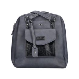 Henkeltasche Rieker, Damen, Gr. B/H/T: 31cm x 32cm x 12cm, schwarz (dunkelblau, schwarz), Lederimitat, unifarben mit Farbeinsatz, Taschen, Damen-Tasche, Umhängetasche, auch als Rucksack tragbar