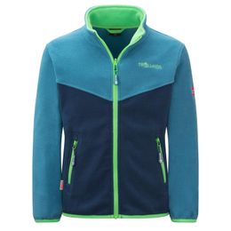 Fleecejacke Trollkids "KIDS OPPDAL JACKET XT", Mädchen, Gr. 152, blau (fresh grün, mystic blau, schwarz marine), Fleece, Obermaterial: 100% Polyester, normal, Rundhals, Jacken