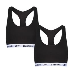 Bustier Reebok "FRANKIE", Damen, Gr. S (36), N-Gr, schwarz-weiß (schwarz, weiß elastic), Obermaterial: 95% Baumwolle, 5% Elasthan, bedruckt, unifarben, BHs, breite Träger, ohne Verschluss, ohne Bügel, mit Logo, Baumwollmix