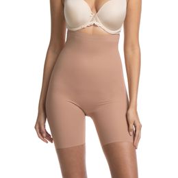 Shapinghose MAGIC BODYFASHION "Maxi Hi-Bermuda", Damen, Gr. 4XL, braun (mocha), Obermaterial: 54% Polyamid, 46% Elasthan, unifarben, eng, Unterhosen, Silikonbesatz an der Oberseite verhindert ein Einrollen