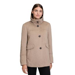 Wolljacke Gil Bret, Damen, Gr. 46, beige (taupe melange), Web, Obermaterial: 40% Polyacryl, 30% Polyester, 22% Wolle, 5% Polyamid, 3% sonstige Fasern, unifarben, gerade Po-bedeckend, Rundhals, Jacken, mit Stehkragen und Knopfleiste