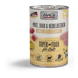 6x400g MAC's Cat Fleischmenü Pute, Rind und Heidelbeeren