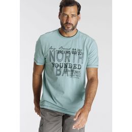 MAN'S WORLD T-Shirt MAN'S WORLD, Damen, Gr. 4XL (68/70), blau (agua), Jersey, Obermaterial: 100% Baumwolle, bedruckt, normal, Rundhals, Shirts T-Shirt, Kurzarm, l&auml;ssige Passform, mit coolem Print, Rundhalsausschnitt