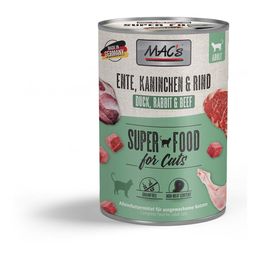 12x400g MAC's Cat Fleischmenü Ente Kaninchen und Rind