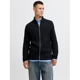 Jack & Jones Strickjacke JACK & JONES "JJPANNEL KNIT ZIP CARDIGAN AW25", Herren, Gr. L, blau (sky captain), Strick, Obermaterial: 58% Polyacryl, 42% Baumwolle, relaxed fit normal, hoch geschlossener Ausschnitt, Strickjacken