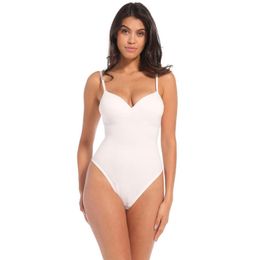 Shaping-Body MAGIC BODYFASHION "Soft Thong Body", Damen, Gr. M, N-Gr, wei&szlig;, Stoff, Obermaterial: 80% Baumwolle, 11% Polyamid, 9% Elasthan, unifarben, eng, V-Ausschnitt, Bodys, schmale, verstellbare Tr&auml;ger