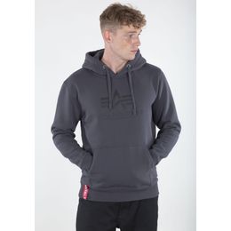 Kapuzensweatshirt Alpha Industries "Basic Hoody", Herren, Gr. L, schwarz (grauschwarz, schwarz), angeraute Sweatware, Obermaterial: 100% Baumwolle, bedruckt, normal normal, Rundhals, Rippbündchen, Sweatshirts