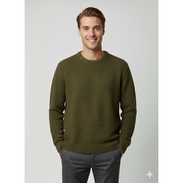 Rundhalspullover Selected Homme "SLHHENNY LS KNIT RELAXED CREW NECK D", Herren, Gr. M, gr&uuml;n (kalamata), Strick, Obermaterial: 100% Baumwolle, unifarben, relaxed fit, Rundhals, Rippb&uuml;ndchen, Pullover Rundhalspullover