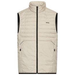 Steppweste BOSS Green "V Urbanex Vest", Herren, Gr. L, light beige271, Web, Obermaterial: 100% Polyester, unifarben, regular fit hüftlang, hoch geschlossener Ausschnitt, Westen, mit soften Stretch-Einsätzen und reflektierenden Details