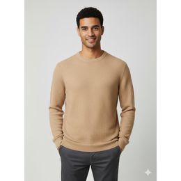 Rundhalspullover Selected Homme "SLHHENNY LS KNIT RELAXED CREW NECK D", Herren, Gr. XL, oatmeal, Strick, Obermaterial: 100% Baumwolle, unifarben, relaxed fit, Rundhals, Rippbündchen, Pullover
